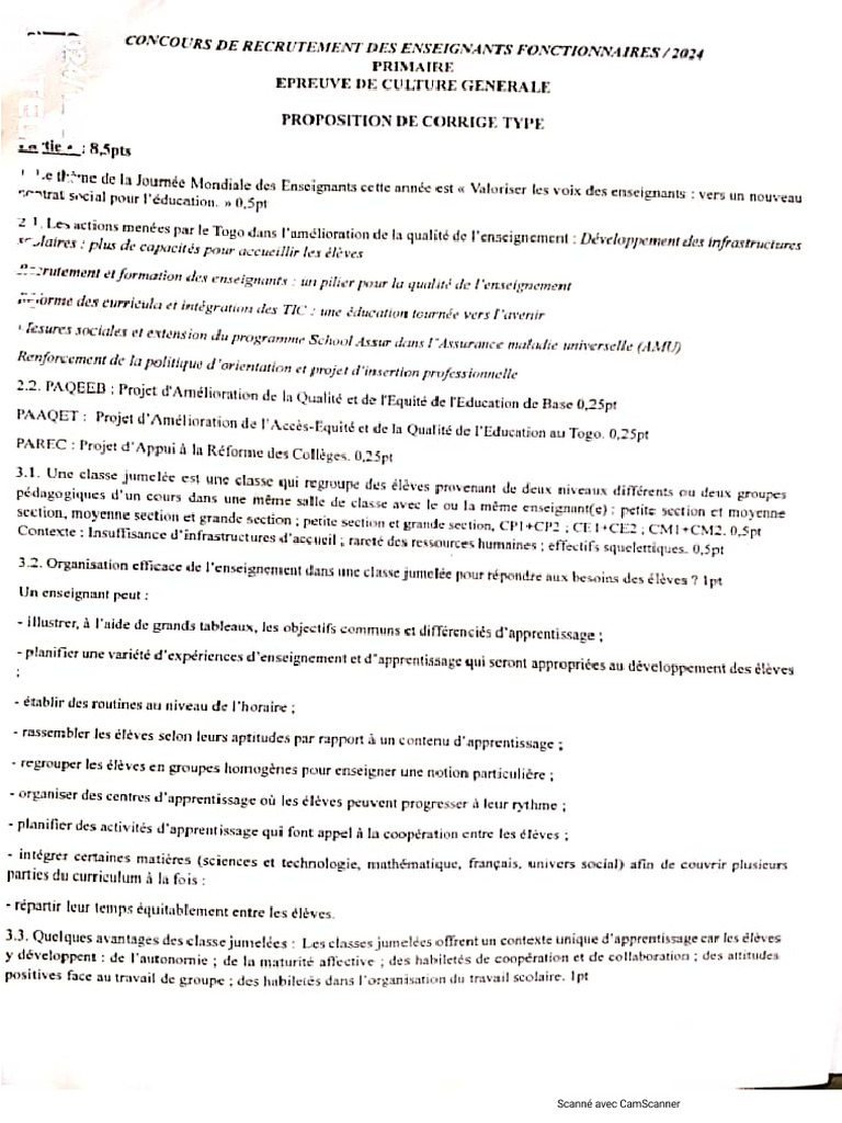 Correction Primaire CREF 2024 | PDF