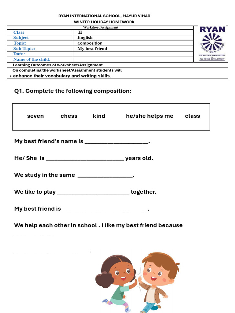My Best Friend Composition Worksheet | PDF