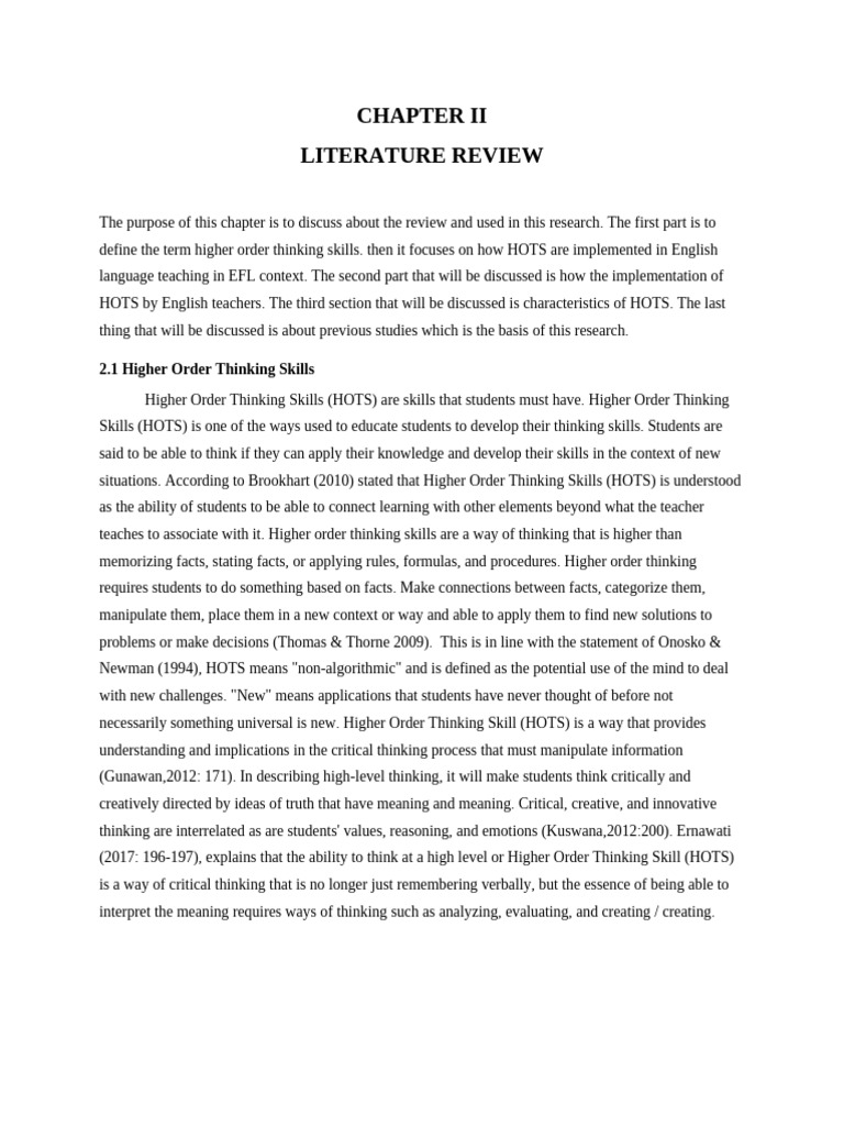 CHAPTER II literature review | PDF | Thought | Critical Thinking