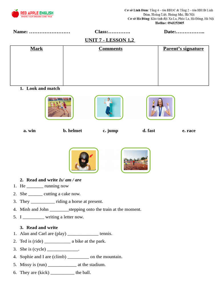Ww5 - Unit 7 - Lesson 1,2 - Ws | PDF