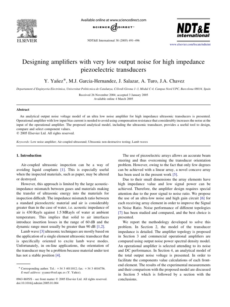 Designing Amplifiers With Very Low Output Noise For High Impedance Piezoelectric Transducers ...