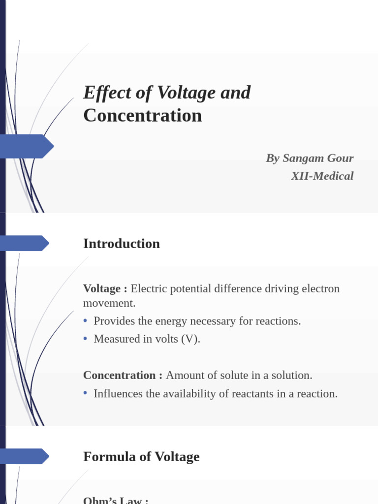 Effect of Voltage and Concentration | PDF | Chemical Reactions ...