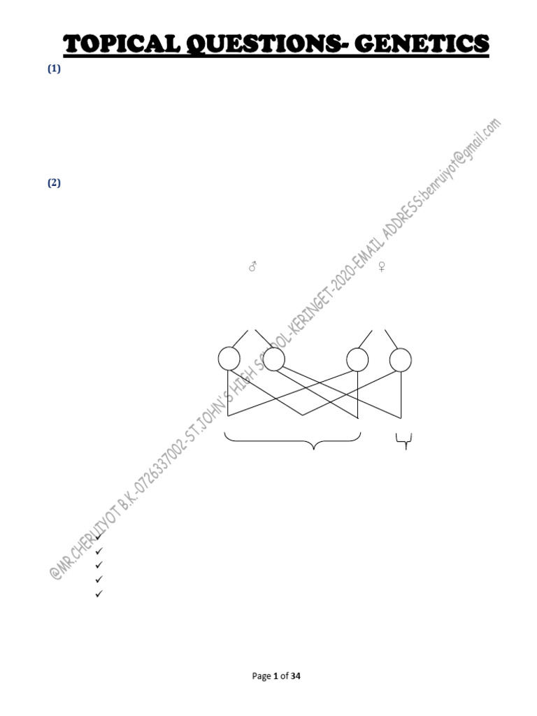 F4-CHAPTER 1- GENETICS- TOPICAL QUESTIONS | PDF | Genotype | Dominance (Genetics)