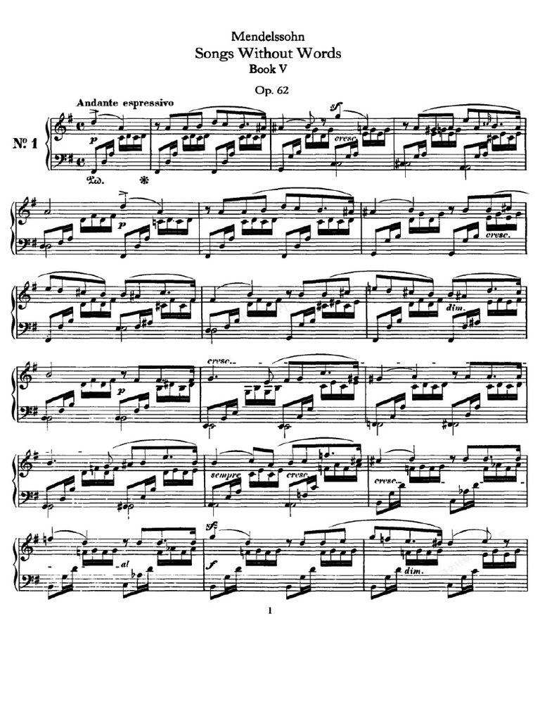 Mendelssohn Op62 Songs Without Words | PDF