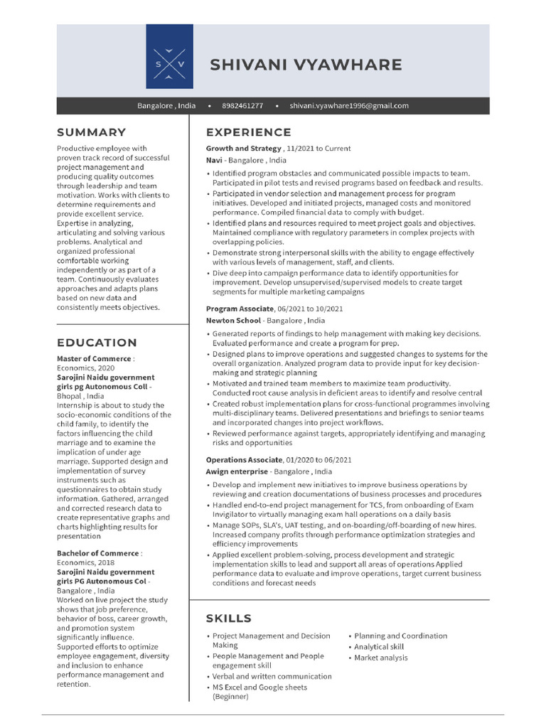 Shivani Vyawhare - Resume | PDF