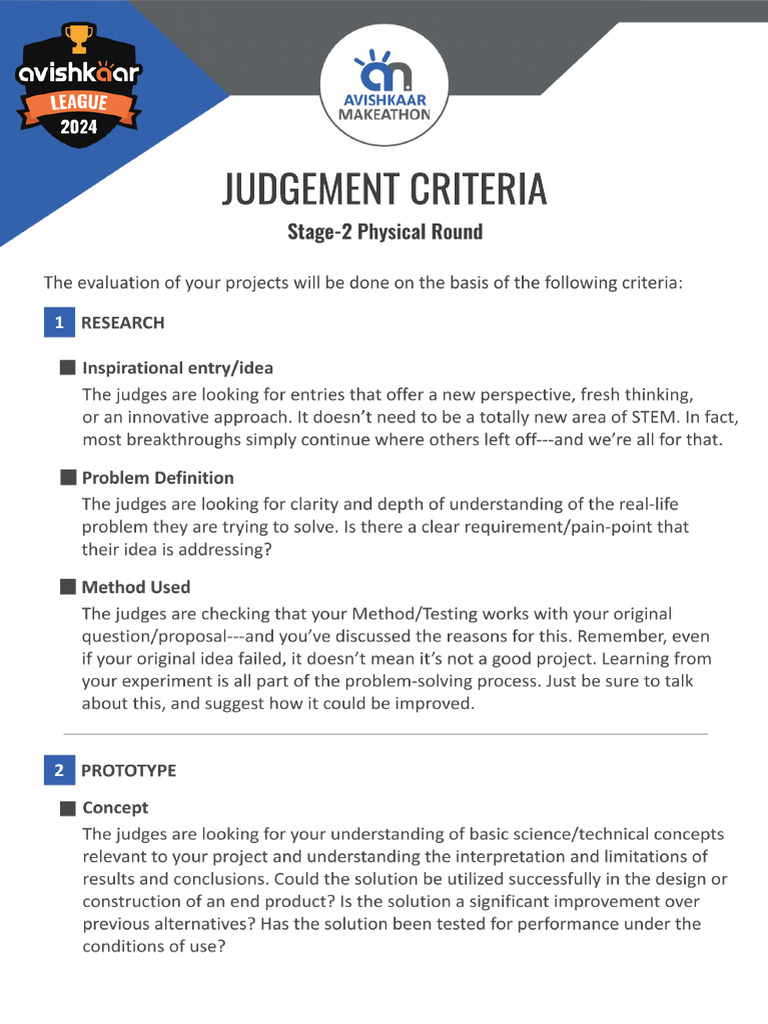 Avishkaar+Makeathon'24+Stage+2+Judgment+Guidelines | PDF