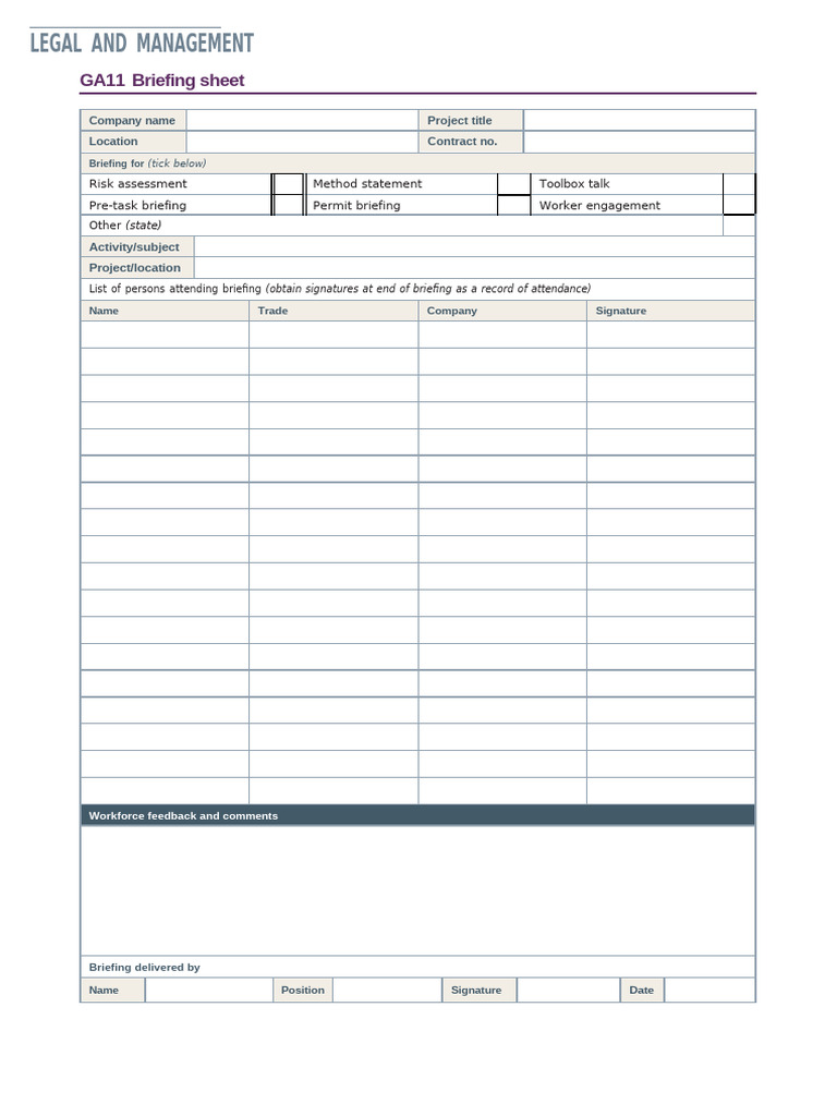 Briefing Sheet Conforta Ge700-2020-Ga11 | PDF