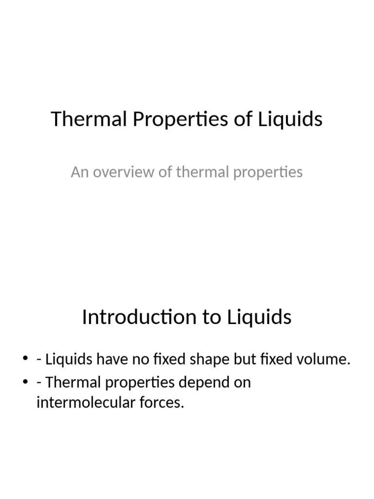 Thermal Properties Liquids | PDF