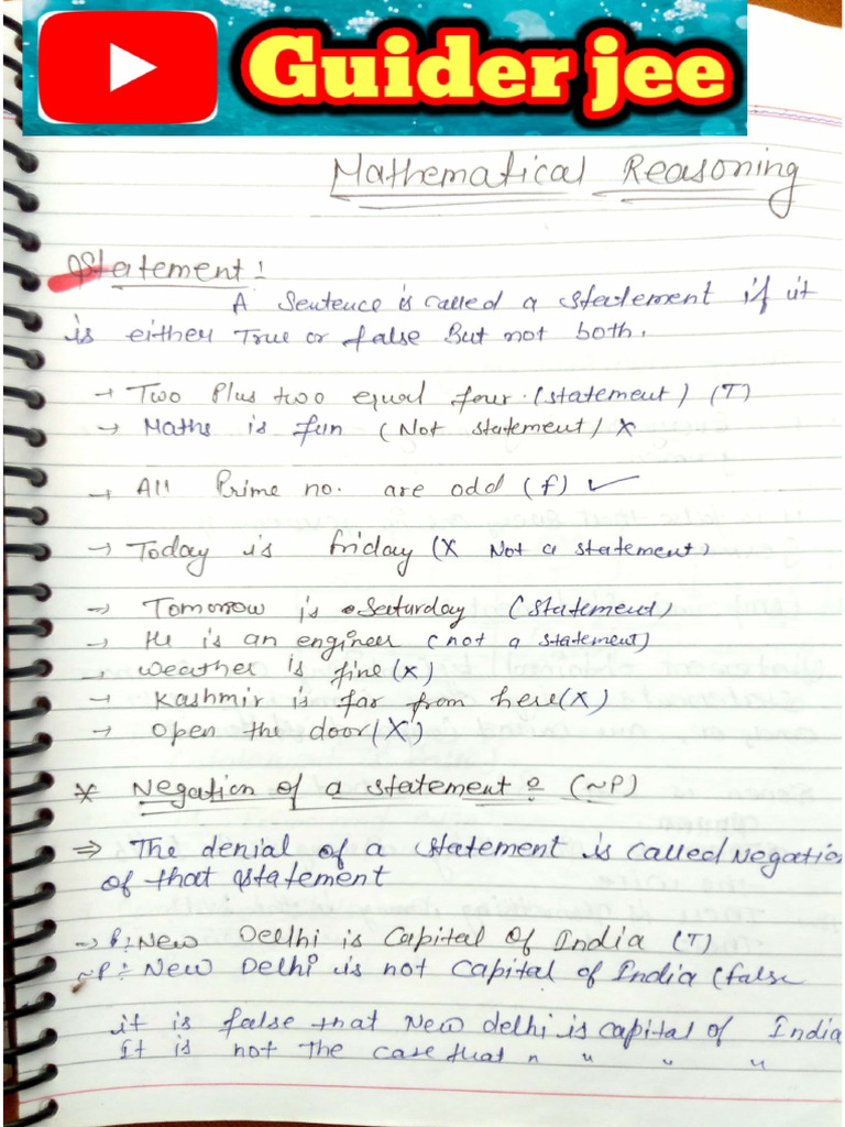 Mathematical Reasoning Class Notes | PDF