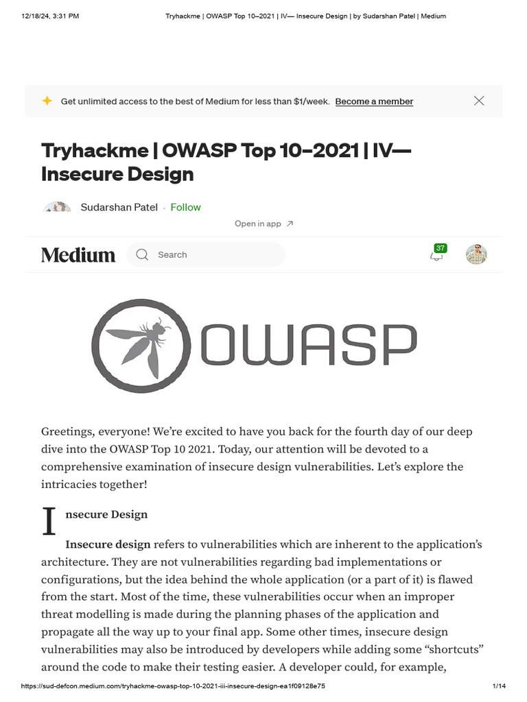 OWASP Top 10-2021 - Insecure Design | PDF | Vulnerability (Computing ...