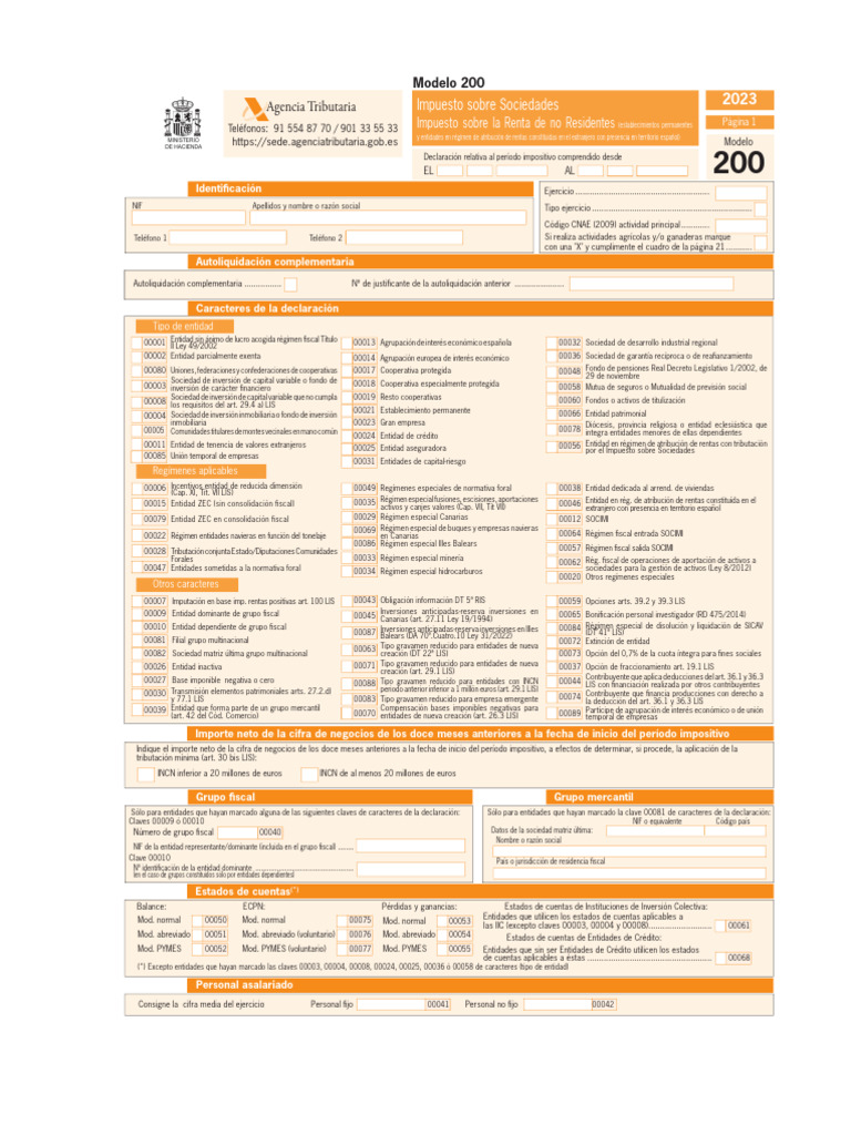 01. Modelo 200-2023 | PDF | Valor neto | Cooperativa