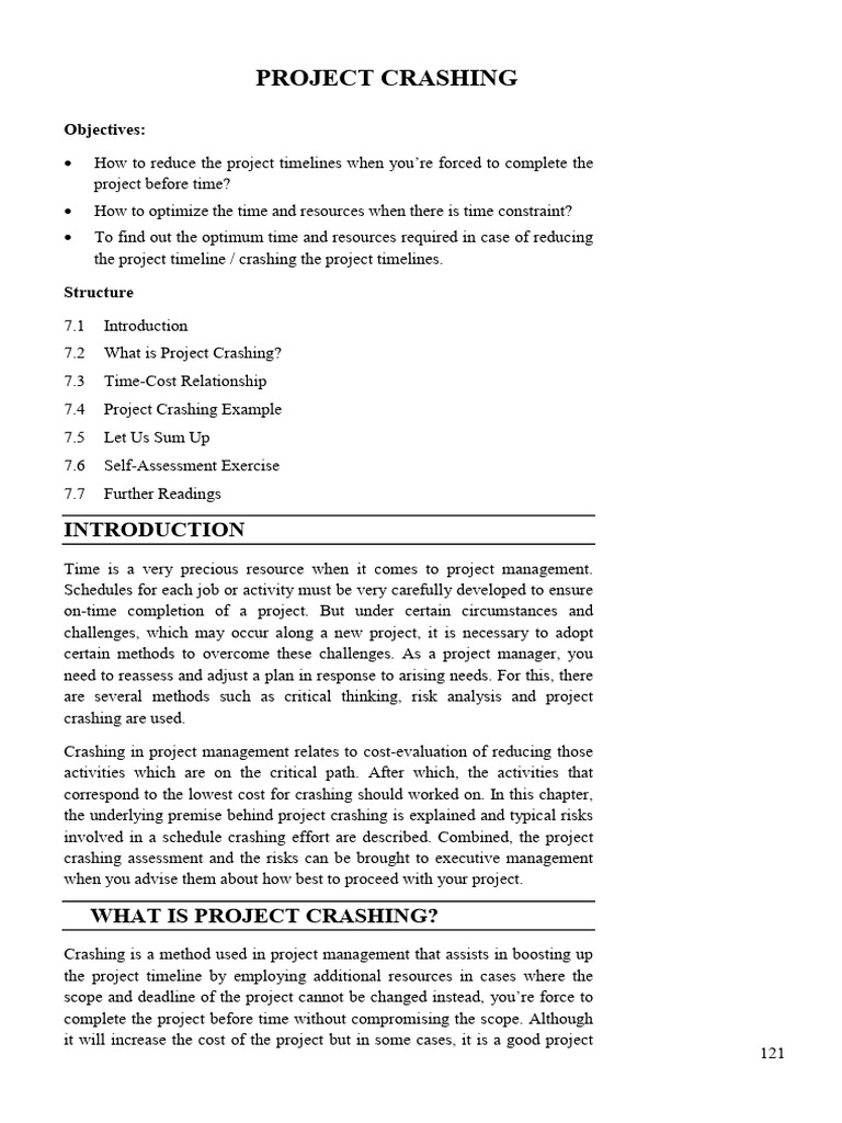 Introduction to Crashing | PDF | Project Management | Risk