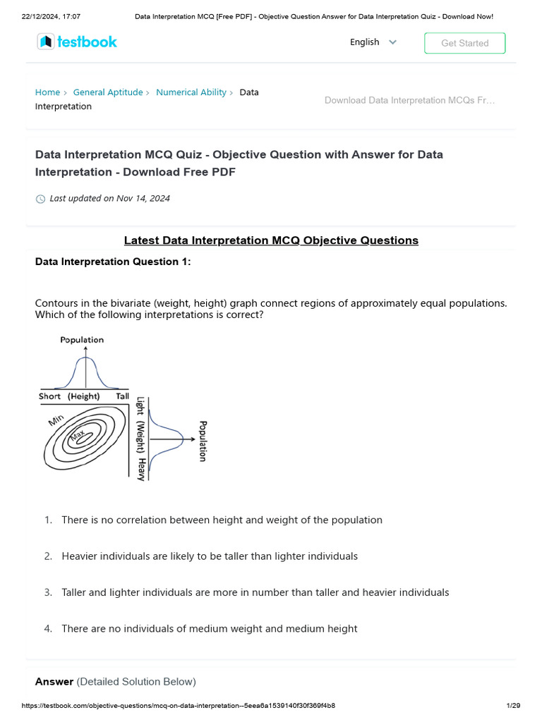 4.1 - Data Interpretation MCQ | PDF | Multiple Choice | Contour Line