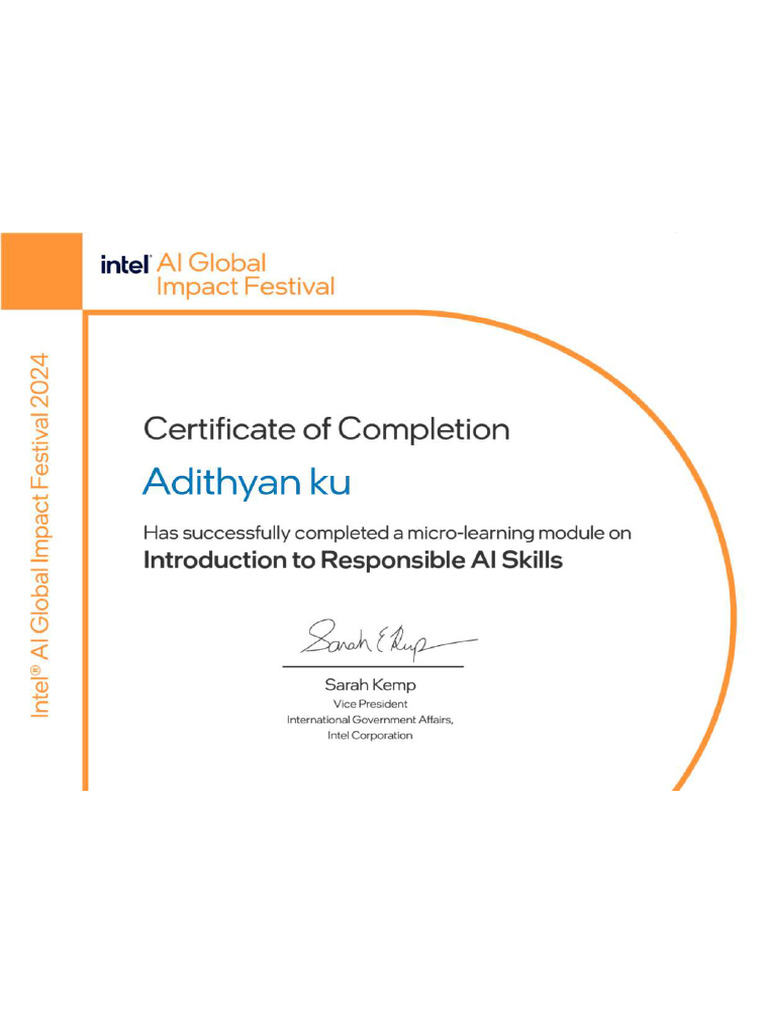 Adithyan Ku - Responsible - AI - Certificate | PDF