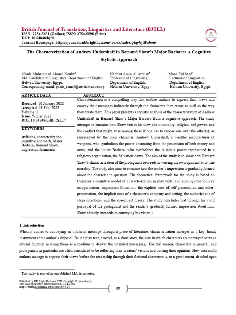 Characterization of Andrew Undershaft in | PDF | Cognitive Science | Cognition