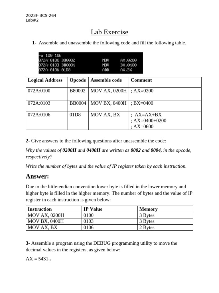 COAL LAB 2 | PDF | Computer Architecture | Computer Engineering COAL LAB 2 | PDF | Computer Architecture | Computer Engineering