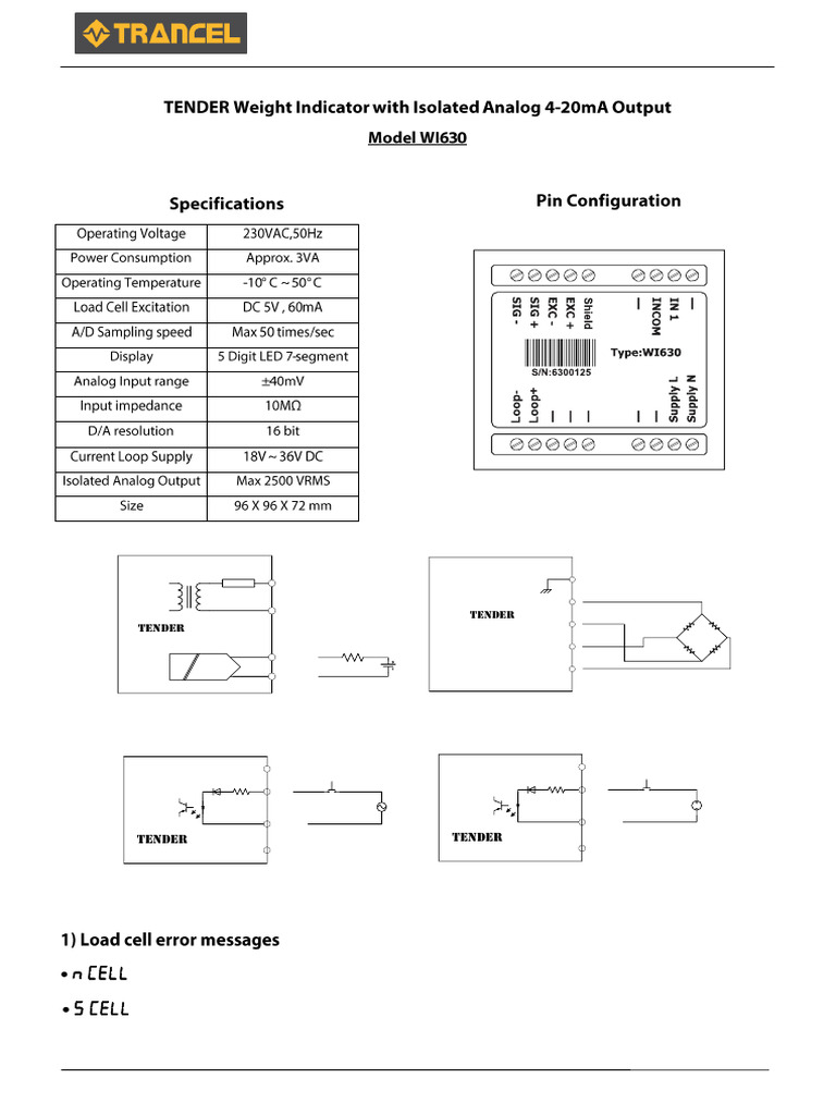 Manual Tender WI630 En | PDF | Parameter (Computer Programming) | Electrical Components