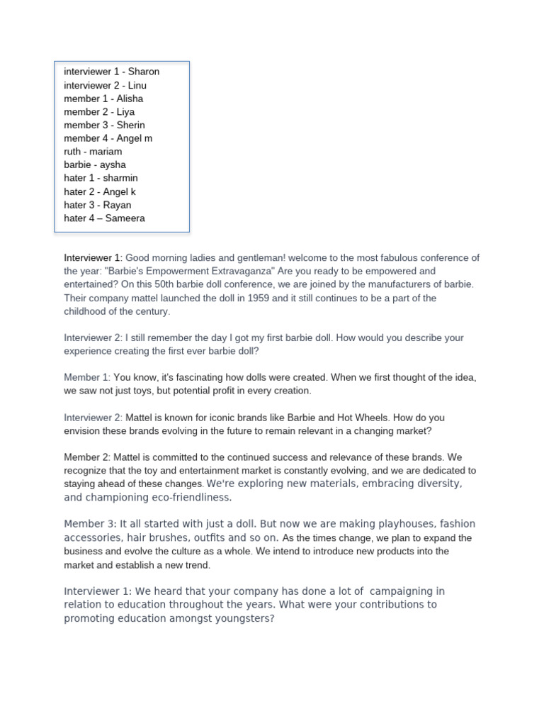 barbie script | PDF | Barbie