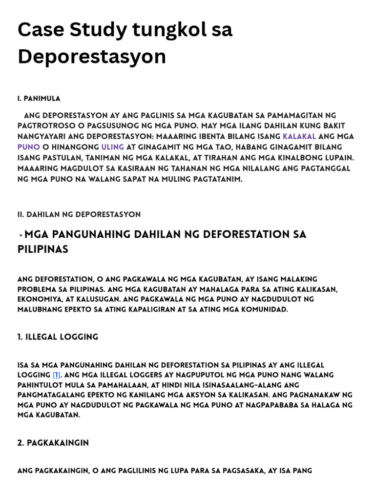 Case Study Deforestation | PDF