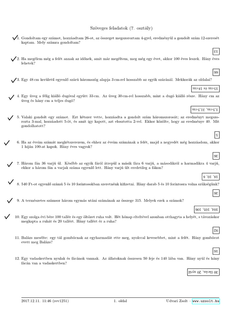 Szoveges Feladatok | PDF