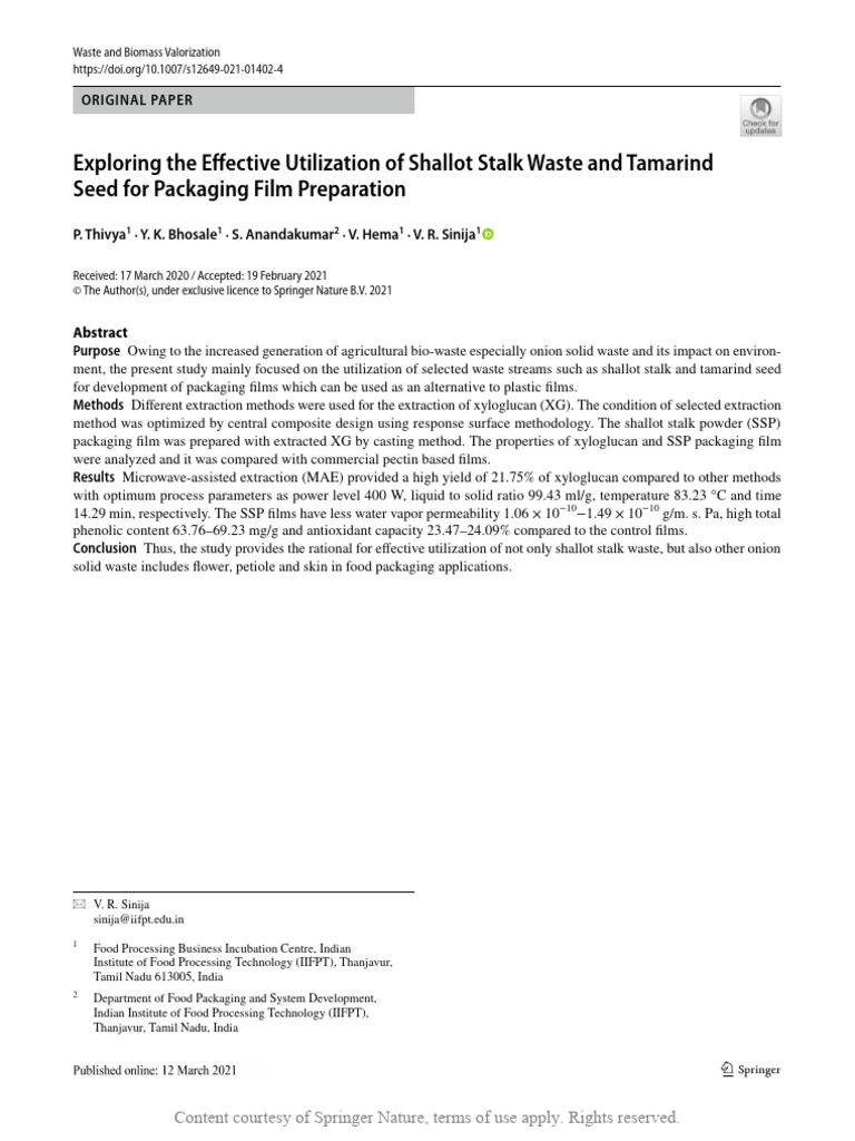 Exploring The Effective Utilization of Shallot Stalk Waste and ...
