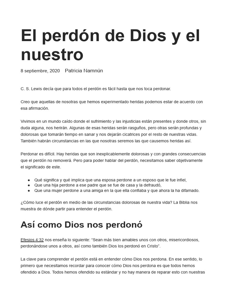 El Perdón de Dios y El Nuestro | PDF | Perdón | Pecado