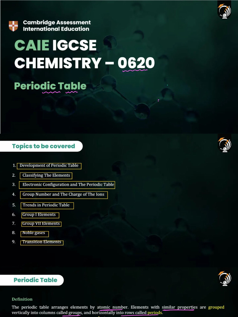 The Periodic Table - Class Note | PDF