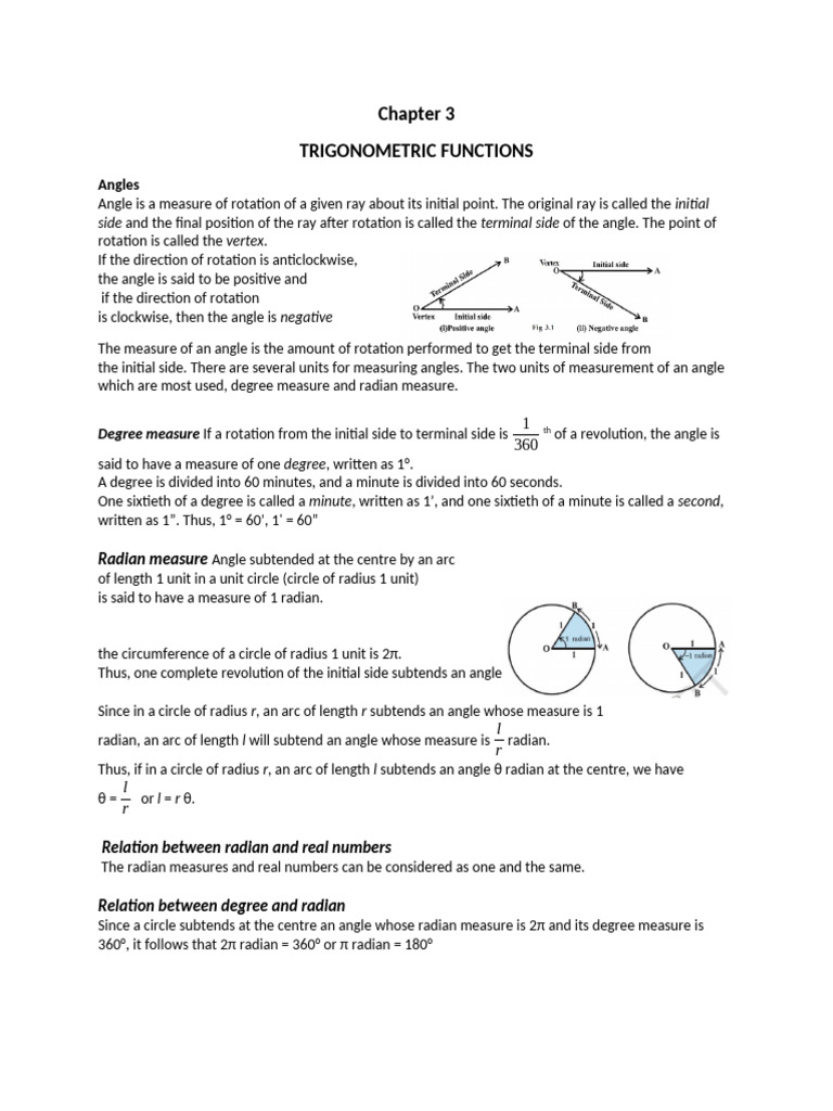 Chapter 3 Trigo Functions. | PDF | Angle | Trigonometric Functions