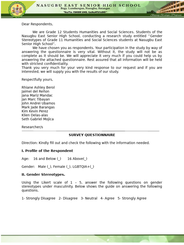 Gender Stereotypes Survey for Students | PDF | Gender Role | Gender Studies