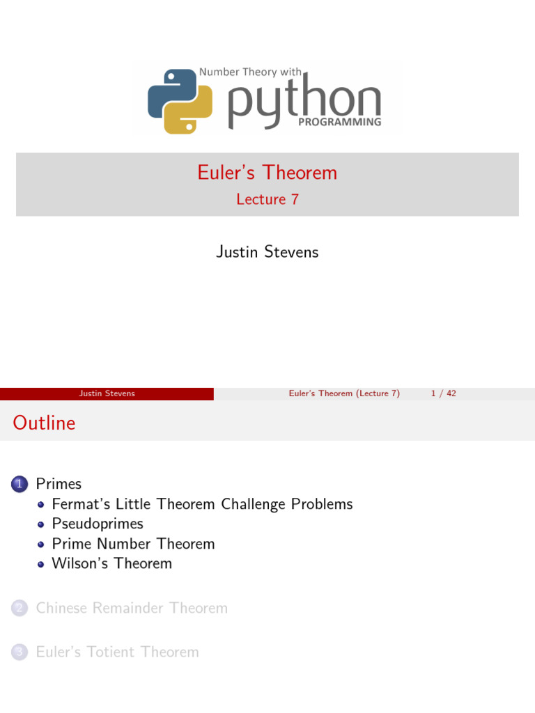 7-euler-lecture | PDF | Number Theory | Elementary Mathematics