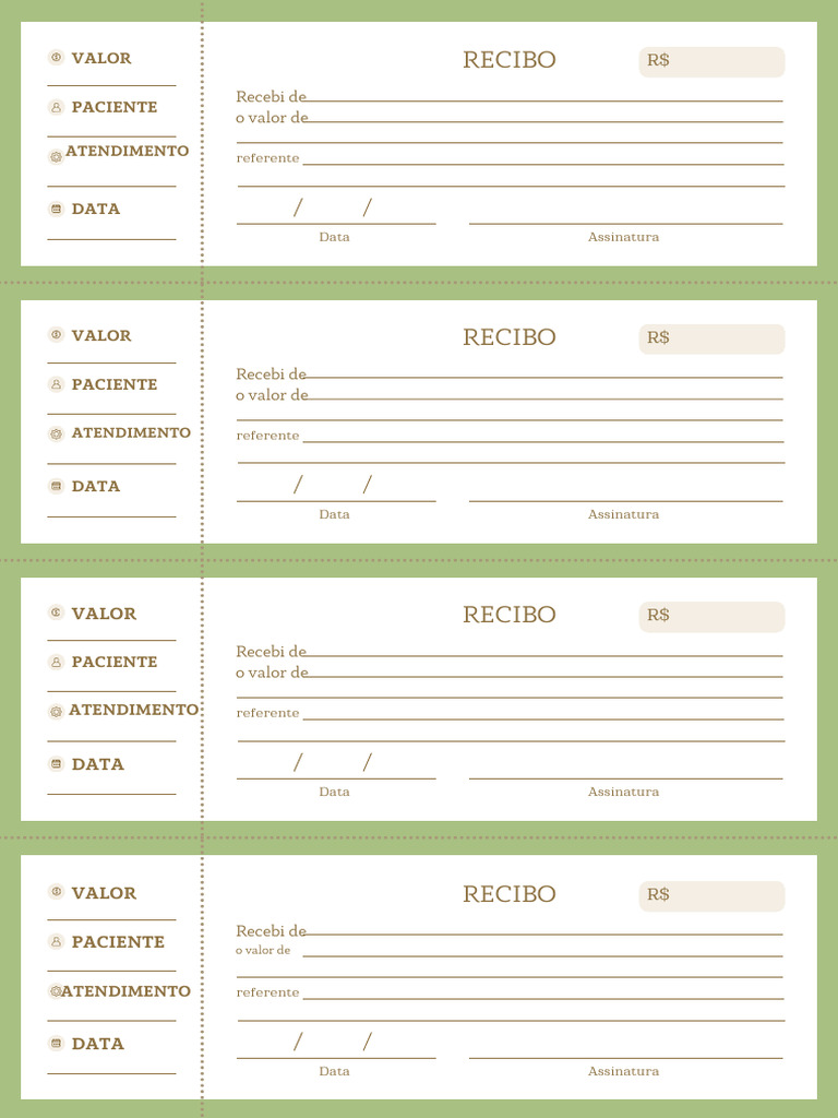 RECEBIDODocumento A4 Bloco Talão de Recibo Simples Bege | PDF