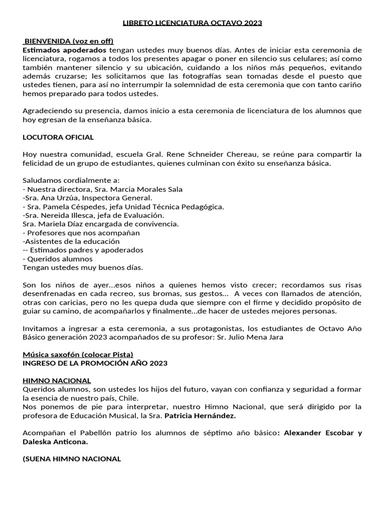 libreto licenciatura 8° año. (1) | PDF | Maestros | Escuelas
