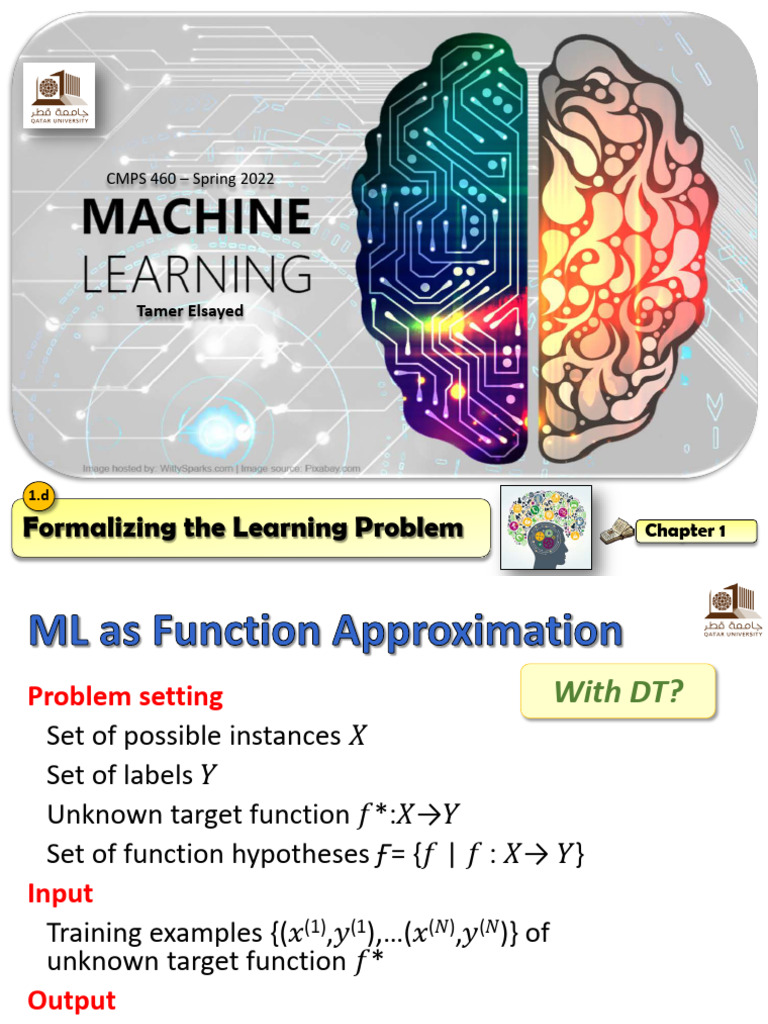 1.d-CMPS460-S22-Formalizing The Learning Problem | PDF | Machine Learning | Hypothesis