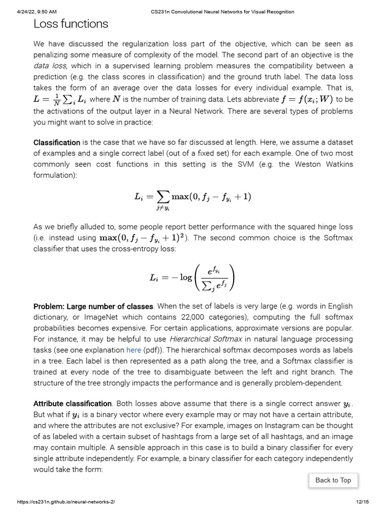Neural Network Loss Functions Explained | PDF | Statistical Classification | Artificial Neural ...