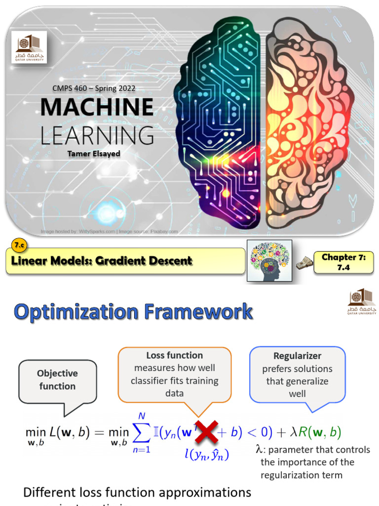 7.c-CMP460-S22-Linear Models - Gradient Descent | PDF | Mathematical Optimization | Mathematical ...