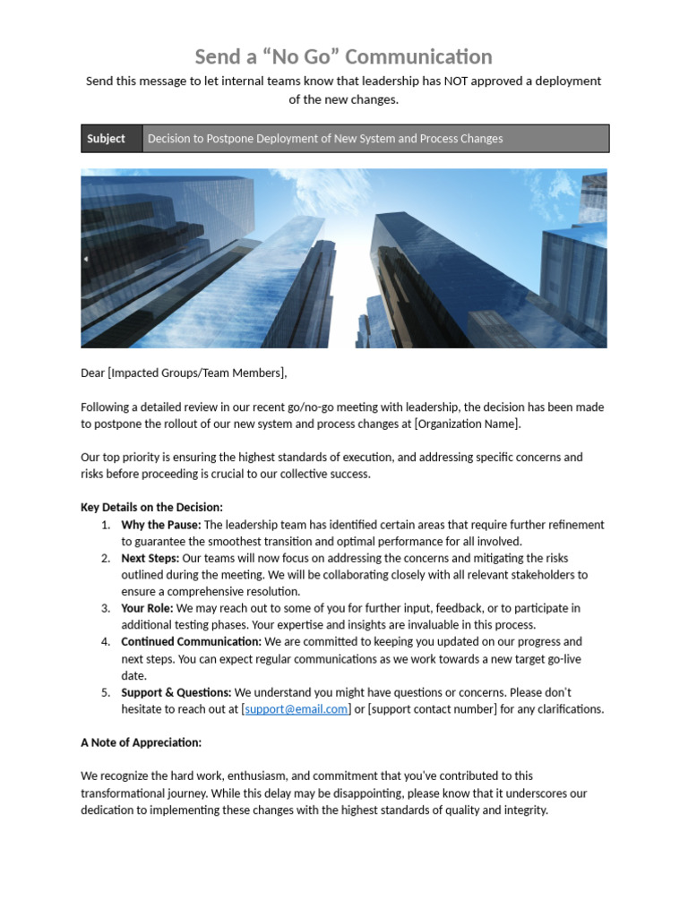 Deployment Postponed Notification | PDF | Leadership | Communication