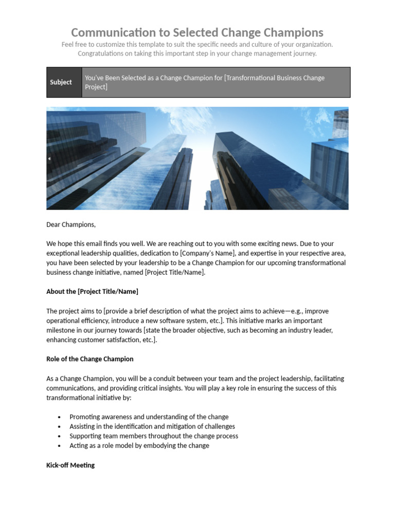 Change Champions - Awareness Communication | PDF | Leadership | Change ...