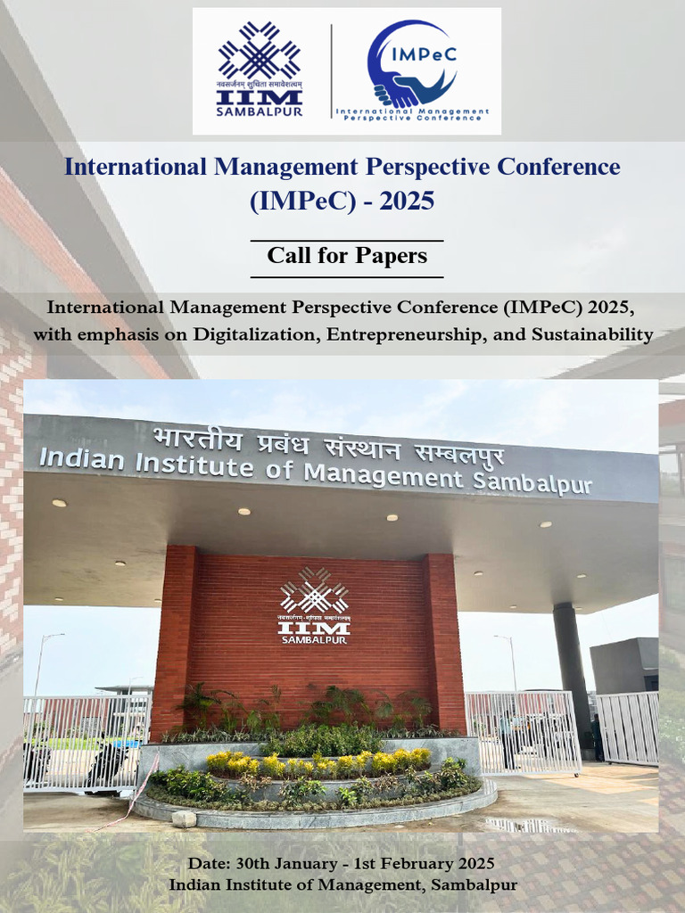 Brochure - IMPeC2025 - IIM Sambalpur | PDF | Entrepreneurship | Human Resource Management