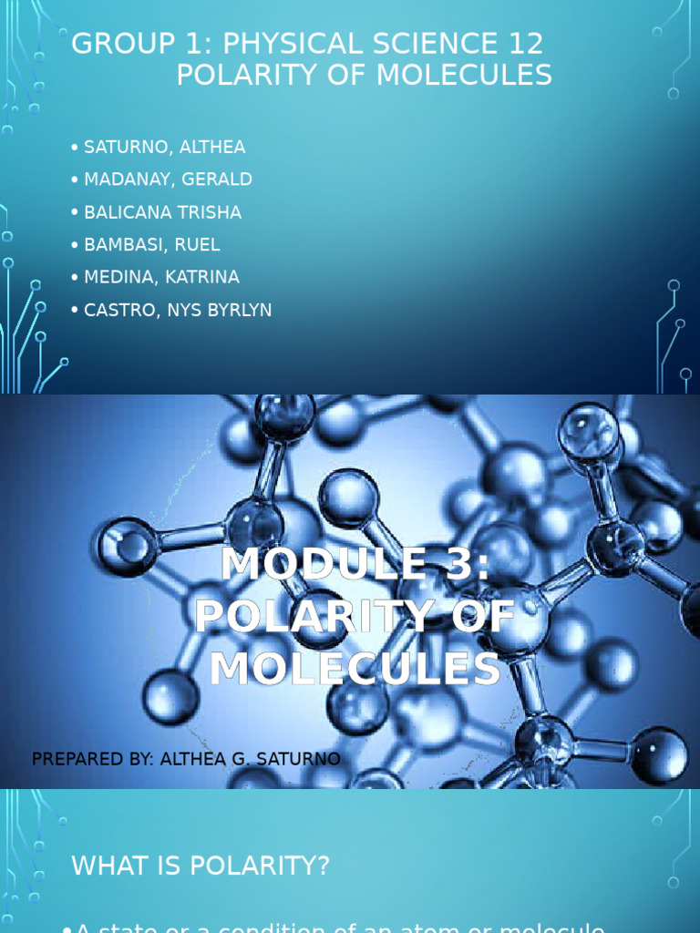 Module 3 Newton Physical Science | PDF | Chemical Polarity | Molecules