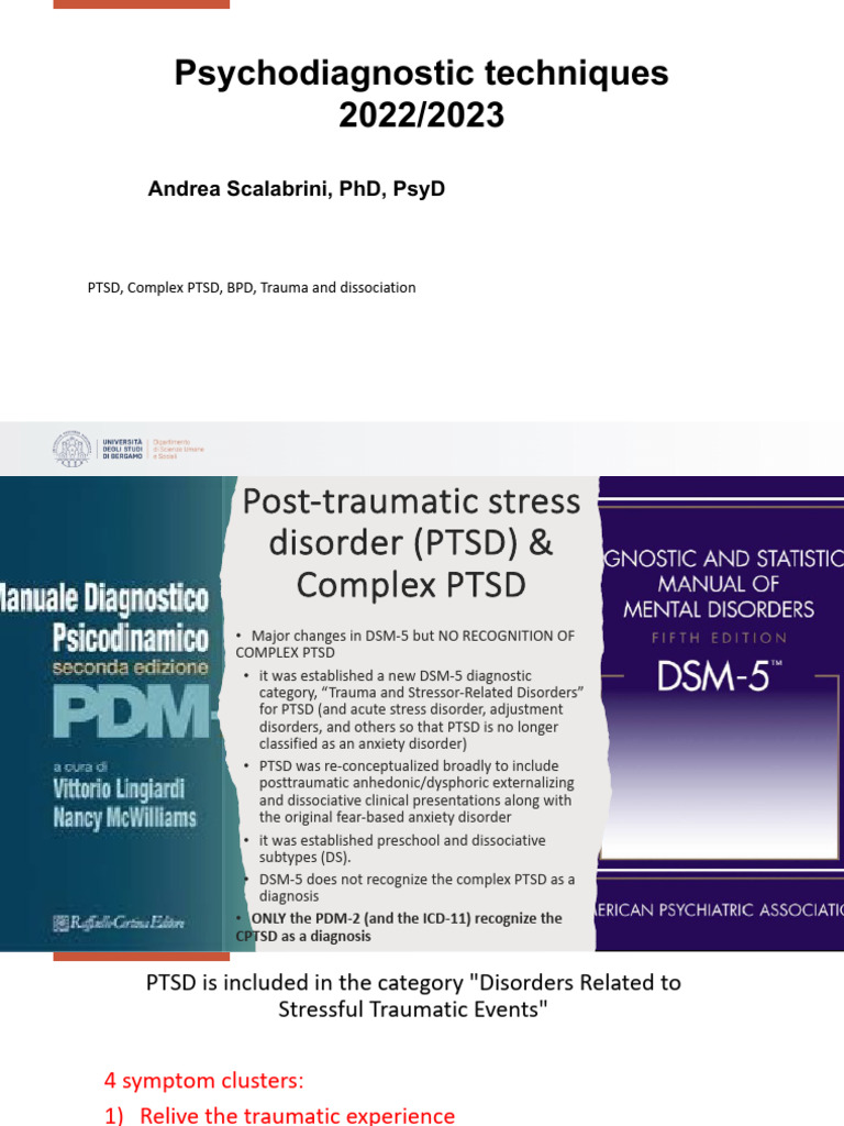 02 Psychodiagnostic PTSD Complexptsd BPD Scalabrini | PDF | Complex ...