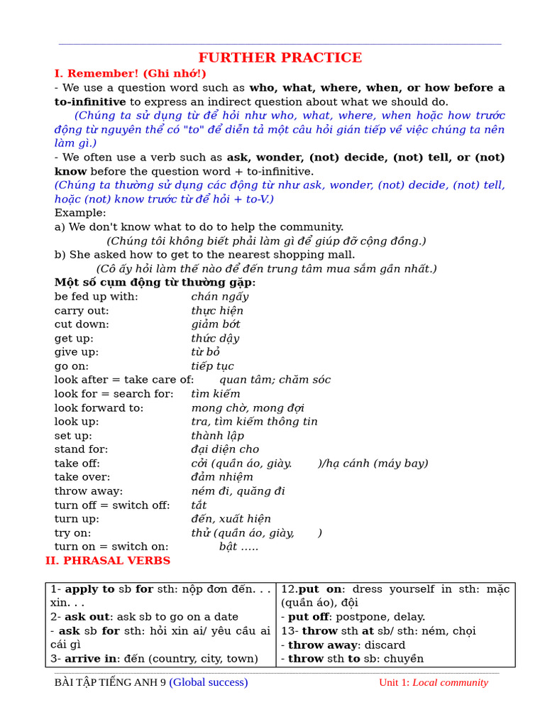 EXTRA - EXERCISES - Unit 1 | PDF