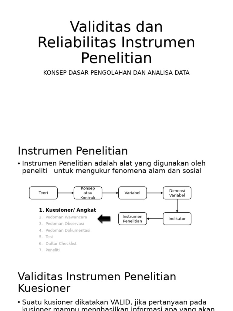 Validitas dan Reliabilitas Instrumen Penelitian | PDF