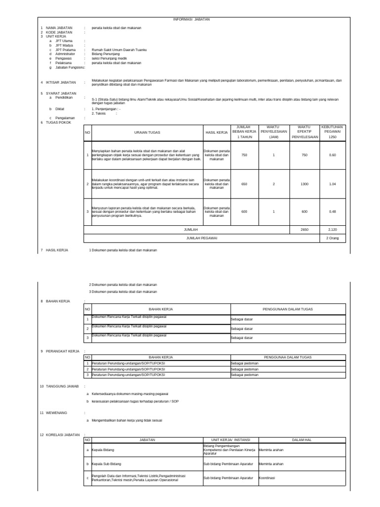 JAB PELAKSANA Penata Kelola Obat Dan Makanan | PDF