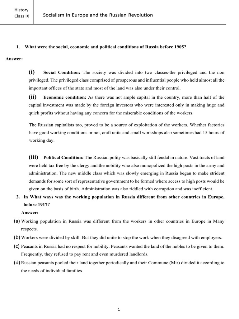 Textual Questions Socialism and The Russian Revolution | PDF ...