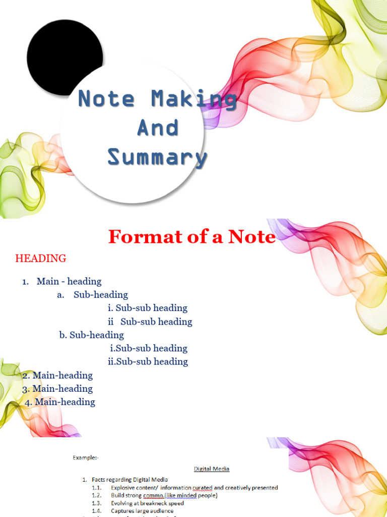 Note Making Presentation Format | PDF | Sentence (Linguistics) | Human Communication