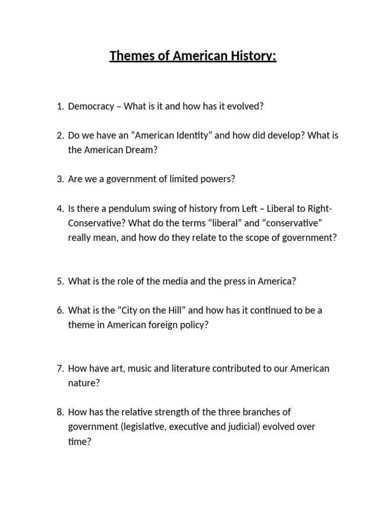 Key Themes in American History | PDF