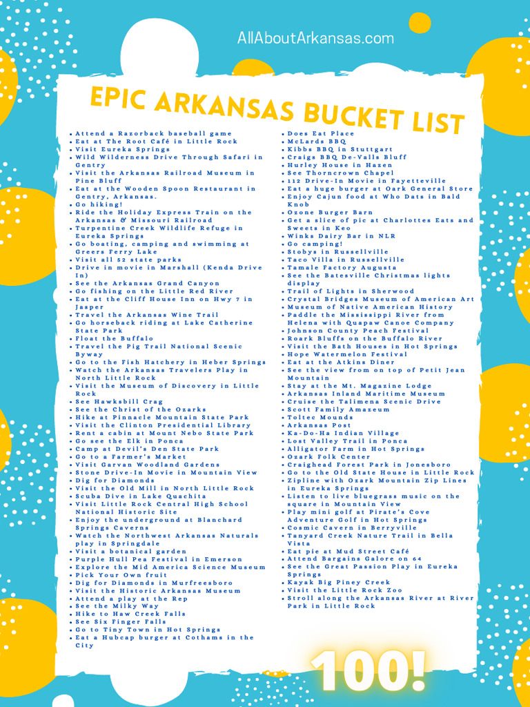 Arkansas Bucket List Adventures | PDF | Arkansas | Little Rock