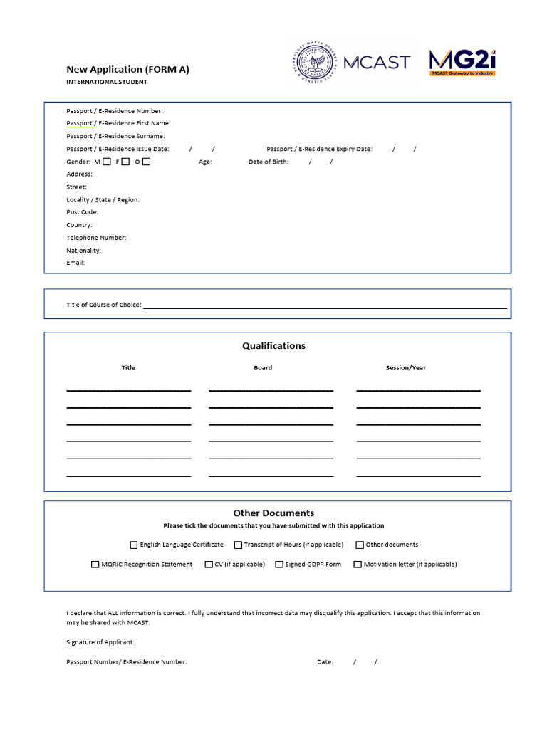 New Application Form 2024 | PDF