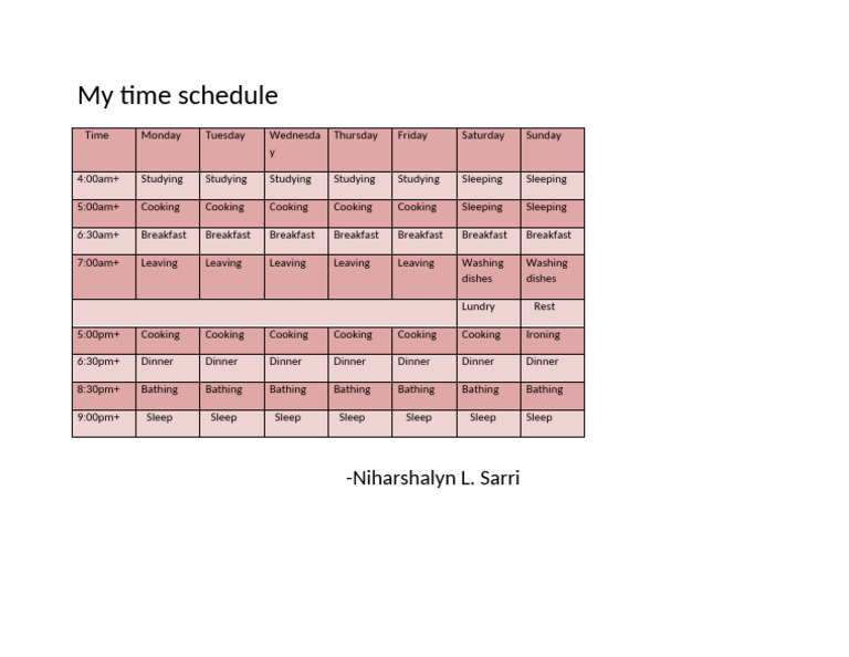 My Time Schedu | PDF