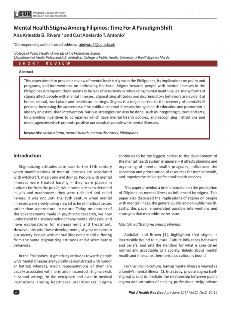 Addressing Mental Health Stigma in the Philippines | PDF | Social ...